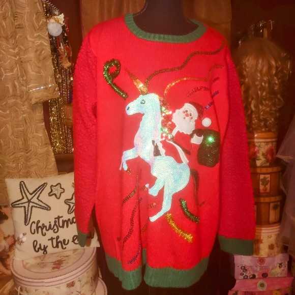 Holiday Time | Sweaters | Holiday Time Unicorn Santa Sweater 2x | Poshmark